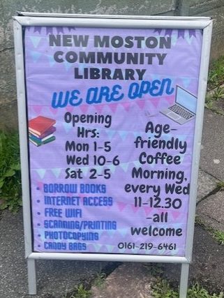 NM sandwich board – Manchester Libraries Blog